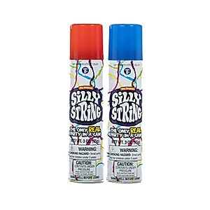 The Original Silly String! Silly String 2 pack, Assorted Colors, 3 oz Large Can – The Only Real Party in a Can! Be Silly! Shoots over 15ft!