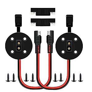 AJDPOI SAE Solar Power Socket Sidewall Port,[2 Pack] 12AWG SAE Cable Weatherproof SAE Quick Connect Panel Connector,for Solar Generator and More-with 8 Screws and SAE to SAE Polarity Reverse Adapter