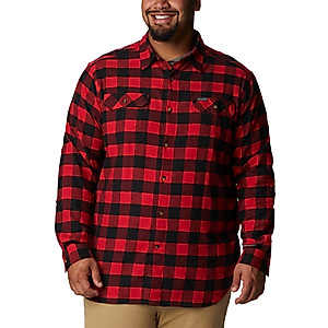 Columbia mens Flare Gun Stretch Flannel, Mountain Red Twill Buffalo Check, Large
