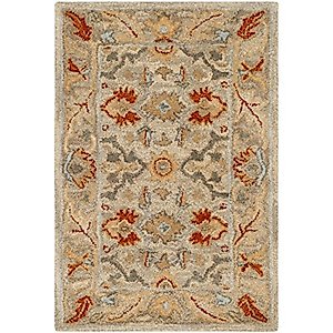 SAFAVIEH Antiquity Collection 2' x 3' Beige / Multi AT63A Handmade Traditional Oriental Premium Wool Accent Rug
