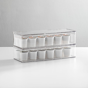mDesign Long Plastic Kitchen Pantry/Fridge Storage Organizer Box Containers with Hinge Lid for Shelves or Cabinets, Holds Food, Snacks, Seasoning, Condiments, Flatware, Utensils, 2 Pack, Clear
