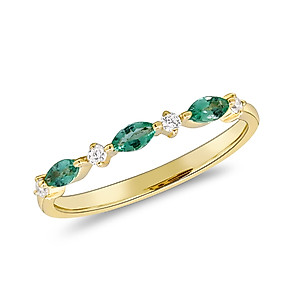Gin & Grace 14K Yellow Gold Natural Zambian Emerald Ring with Natural Diamonds for women | Ethically, authentically & organically sourced Pear, Square-Cut Emerald hand-crafted jewelry for her.