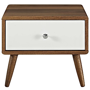 Modway Transmit Mid-Century Modern Nightstand or Side Accent Table in Walnut