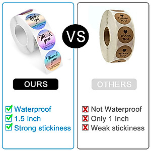 1.5" Thank You Stickers Small Business, Rainbow Designs 500pcs Label Stickers, Thank You Stickers Roll for Cookies Box, Gift Bags, Envelope Seals and Small Business Supplies