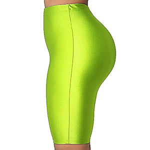 PESION Bike Shorts Women - Active Biker Yoga Shorts, Sexy Spandex Boyshort, Neon Green Large