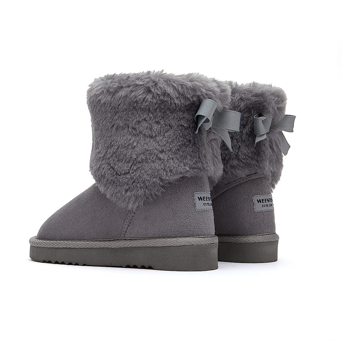 Weestep Girls Toddler Little Kid Warm Fur Winter Ankle Flat Snow Boot(6 Toddler, Fur Grey)