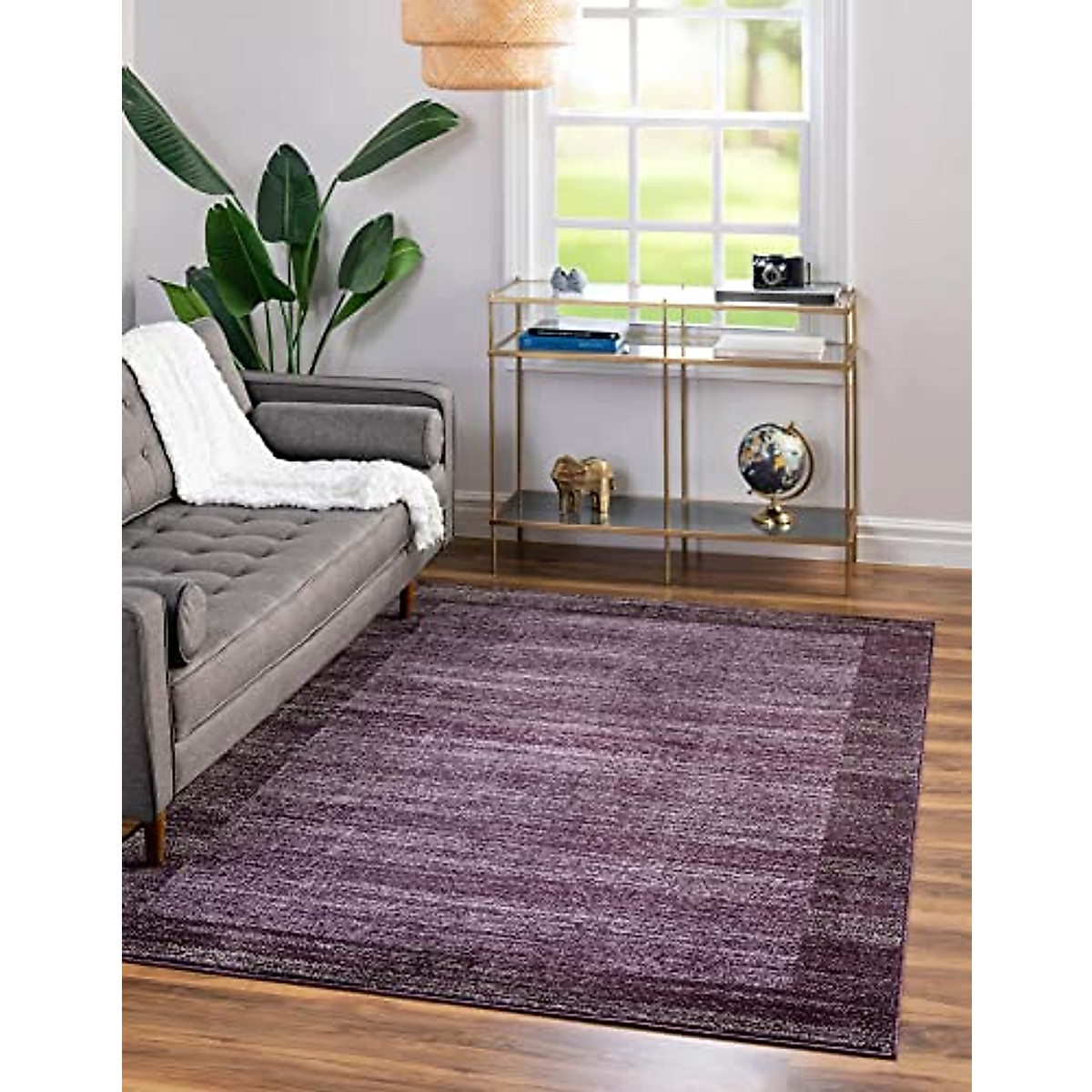 Unique Loom Del Mar Collection Area Rug-Transitional Inspired with Modern Contemporary Design, 3' 3 x 5' 3 Rectangular, Violet/Ivory