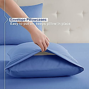 Nestl Split King Sheets for Adjustable Beds - 5 Piece Split King Sheets Set, Deep Pocket, Hotel Luxury, Extra Soft, Breathable and Cooling, Calm Blue Split King Bed Sheets