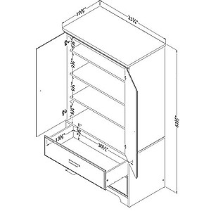 South Shore Versa 2-Door Armoire with Drawers, Gray Maple