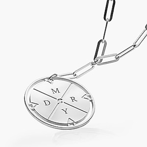 Oak&Luna – Engraved Compass Necklace – Personalised Interlocking Pendant with Initials – Gift for Her, Women, Mom - For Birthday, Mother's Day, Christmas (925 Sterling Silver)