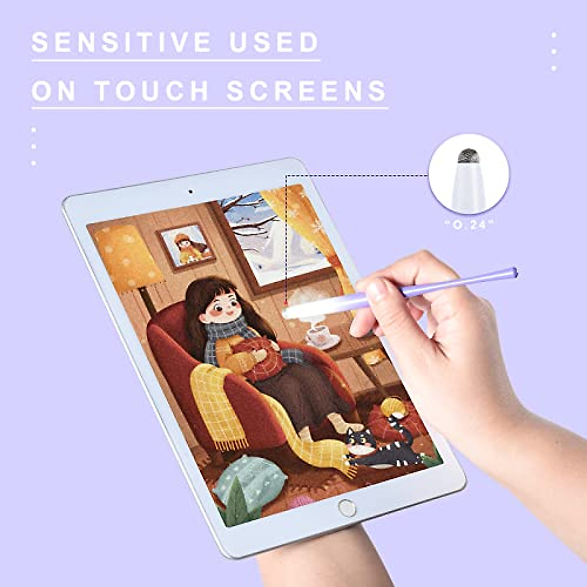 Stylus Pens for Touch Screens, 4 Pack Slim Waist Stylus with 8 Extra Replaceable Tips Compatible with iPad iPhone Tablets Samsung Galaxy All Universal Touch Devices