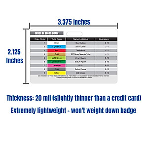 Order of Blood Draw Horizontal Badge Card - Resource for Nurses, Nursing Clinicals and RN Students - Nursing School Supplies and Accessories - Made of Durable Plastic