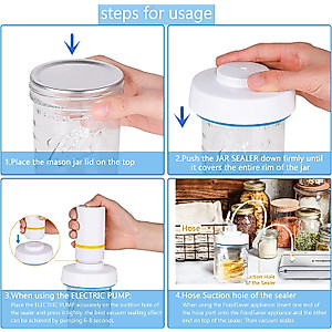 Electric Mason Jar Vacuum Sealer Kit for Regular and Wide Mouth Mason Food Jars, Canning Sealer with Electric Portable Vacuum Pump and Vacuum Seal Bags for Food Storage and Fermentation