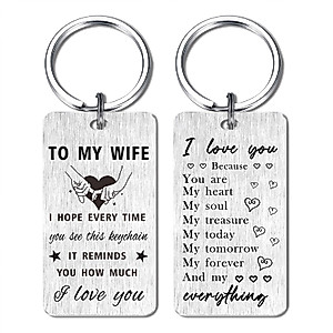 Gezxin Valentines's Day Gifts for Wife- Romantic Wife Birthday Anniversary Keychain from Husband- Mother's Day Gifts for Wife Easter Christmas Xmas Wedding Day