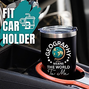 Onebttl Geography Gifts for Men, Women, Geography Teachers, Students, Geography Means The World To Me, Stainless Steel Tumbler 20OZ - Black