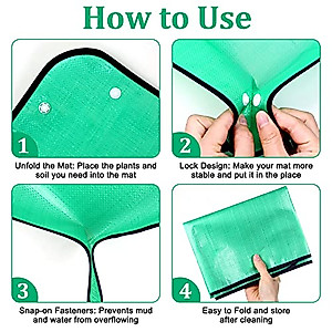 Plant Repotting Mat for Garden, 2 Pcs Waterproof Potting Mat Foldable Indoor Plant Mat Portable Square Gardening Mat Potting Tray with 6 Pcs Mini Garden Tools Set for Plant Lovers Gardening Gifts