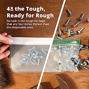 Greater Goods Reusable Food Storage Bags - BPA Free, Food Grade Ziplock Freezer Bags Made from PEVA (2 Small + 4 Medium + 2 Large)