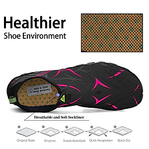 Mishansha Water Shoes for Women Beach Shoes Quick Dry Swimming Shoes Outdoor Surfing Kayaing Warer Aerobic Shoes Black&Red 8.5 M US Women (40)