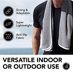 desired body Gym Towels for Sweat (2 Pack) - Absorbent Waffle Fabric Texture Yoga Towel for Gym, Sports, and Exercise - Odor-Free, and Lightweight - for Men and Women - Grey