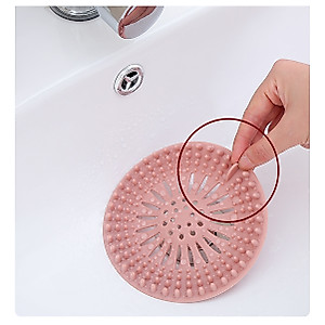 JJMG New 5 Pcs Reusable Silicone Universal Water Food Residue Drain Stopper Plug Cover Bath Tub Hair Catcher Shower Filter Protector Kitchen Sink Strainer