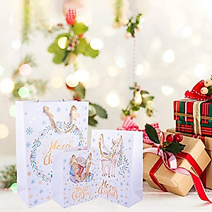 VAKUUM Bags 12pcs Christmas Kraft Gift Bags Xmas Paper Bags Merry Christmas Paper Bags Holiday Party Favors Supplies Paper Gift Bag