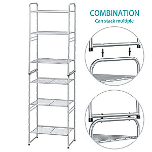 GEORIS 3-Tier Heavy Duty Wire Shelving Unit Storage Rack, Stackable Extendable Plant Stand Organizer with Adjustable Shelf, Water Bottle Storage Holder, Silver