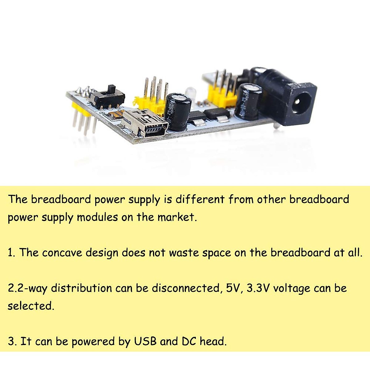 KOOBOOK 2Pcs Upgraded K2 MB-102 MB102 Breadboard Power Supply Module 3.3V 5V for Arduino