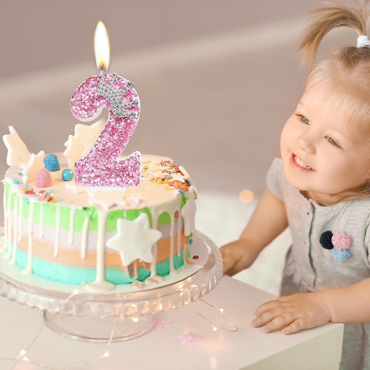 iNINGER 18th Birthday Candles,Number 18 Candles, Pink Happy Birthday Candle for Cake,Rose Gold Design Cake Topper Decorations for Girl Women Pet Birthday Party Wedding