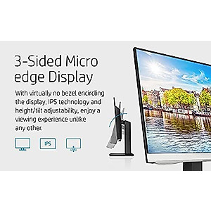 HP New Premium 24mh Series Monitor: 24" FHD IPS Display, Built-in Speakers, VESA Mounting, Height/Tilt Adjustment, HDMI, VGA, DisplayPort, 75Hz Refresh Rate, TF-HDMI Cable
