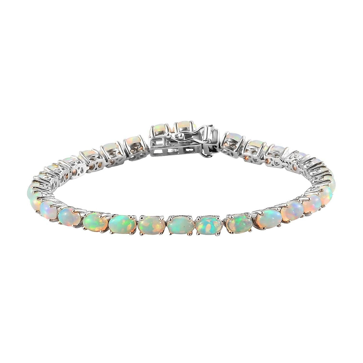 Shop LC White Opal Tennis Bracelet for women 925 Sterling Silver Platinum Plated Birthstone Jewelry Gifts for Women Size 7.25" Engagement Anniversary Wedding Promise Birthday Gifts