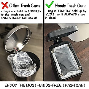 Soft Close, Rectangular Trash Can 5L with Anti - Bag Slip Liner and Lid, Use as Mini Garbage Basket, Slim Dust Bin, or Decor in Bathroom, Restroom, Kitchen, or Bedroom (5L / 1.3 Gallon, Matte Black)