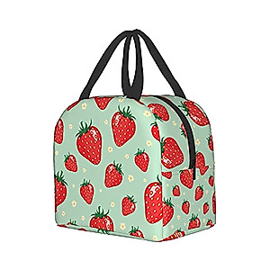 Strawberry Fashion Lunch Box Travel Bag Picnic Bags Insulated Durable Shopping Bag Back To School Reusable Waterproof Bags For Man Woman Girls Boys