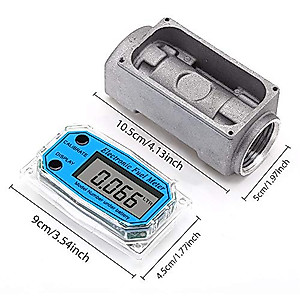 Digital Turbine Flow Meter,LCD Digital Display High Accuracy Diesel Fuel Flowmeter for Measuring Diesel, Kerosene, Gasoline(1 Inch)