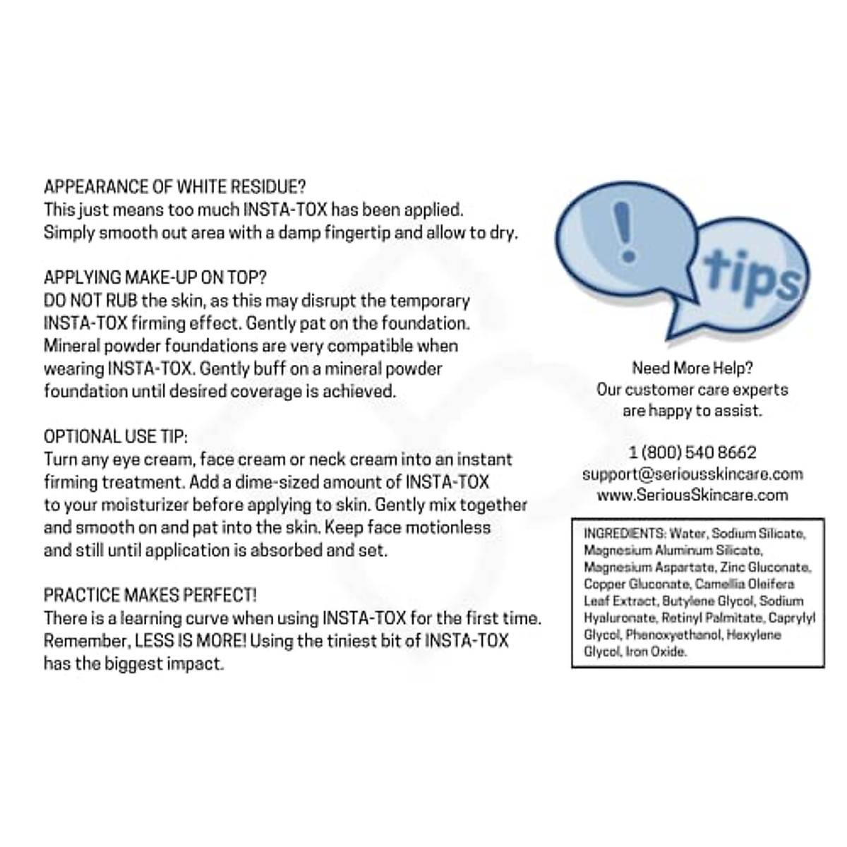 Serious Skincare Insta-TOX Instant Wrinkle Smoothing Serum - Tightens Skin - Facial Serum - Instant Line Filler - .75 oz. (1-Pack)