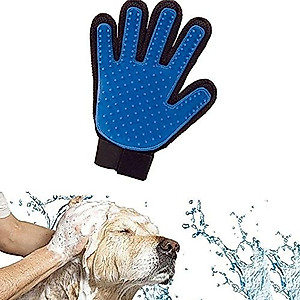 Pet Grooming Glove and Deshedding Brush - Perfect for Cat and Dog - Short and Long Hair - Gentle Pet Hair Remover Mitt - One-Size-Fits-All - 260 Soft Silicone Tips - Right Hand Product Name