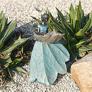 DiliComing Fairy Garden Statue Bird Feeder - 12 Inch Fairy Statue for Home Decoration, Resin Outdoor Statues for Garden Decoration, Best Bird Feeder Garden Gift for Women 12 x 7.5 x 5 Inch