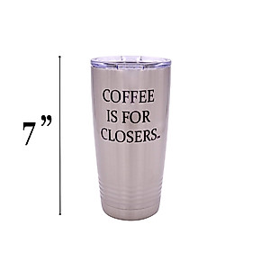 Rogue River Tactical Large Funny Realtor Real Estate Sales Coffee is For Closers 20 Ounce Travel Tumbler Mug Cup w/Lid Gift Salesperson Associate
