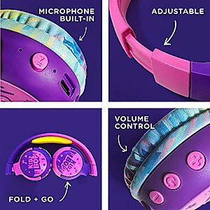 Kidz Bop Bluetooth Headphones for Kids | Hi-Def Microphone & Speakers | 94dB Volume Limiting | Wireless | Adjustable | School Use | Christmas 2022 Present | Gift 3 4 5 6 7 8+ Year Old Girls Boys