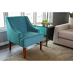 HomePop Swoop Arm Living-Room-Chairs, Velvet Teal