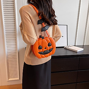 Lushandy Halloween Pumpkin Crossbody Bag for Women Novelty Pumpkin Purse Halloween Devil Shoulder Bag Funny Crossbody Purse