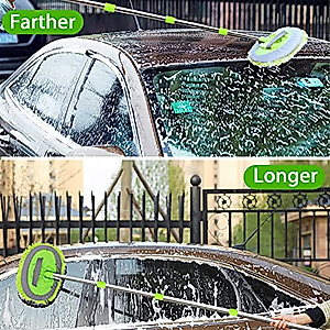 WillingHeart 63" Car Wash Mop Brush Tool Mitt with Long Handle Length More Suitable for Washing American Cars Truck, SUV, RV, Trailer, 2 in 1 Chenille Microfiber Duster Not Hurt Paint Scratch Free