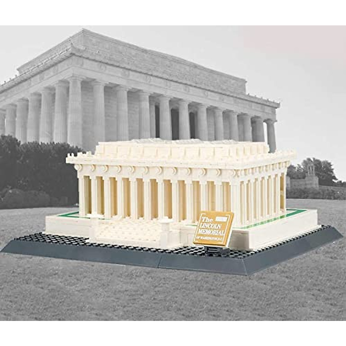 The Lincoln Memorial Building Blocks Toy Bricks Well Detailed Set Architecture Toy Gift for Adults and Teens Washington DC Bricks Modular Set with Memorial Sign Marker for Teens and Adults