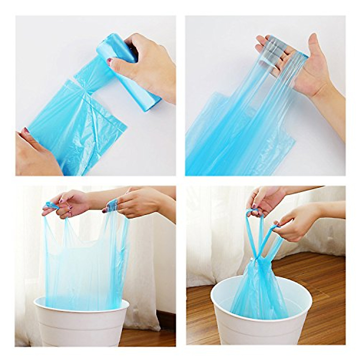 Trash Bags,4 Gallon Handle Tie Small Garbage Bags For Office, Kitchen,Bedroom Waste Bin,Colorful Portable Strong Rubbish Bags,Wastebasket Bags,100 Counts