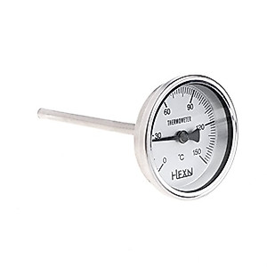 QIXIAMO Pipeline Thermometer 50/100/150/200/300℃ Bi-Metallic Metal Temperature Gauge for Pipeline Industrial Use
