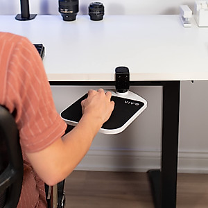 VIVO Clamp-on Mouse Pad Holder Platform, Adjustable Under Desk 360° Rotating Tray Rest Extension Attachment, up to 2 inch Desktops, White, MOUNT-MS01AW