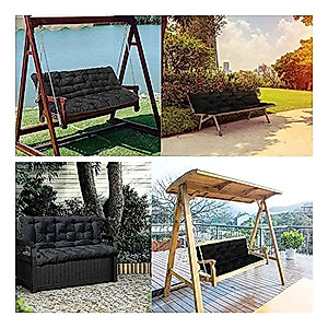 Waterproof Bench Cushion with Backrest,Soft Garden Bench Cushions with Backrest and Ties Non-Slip Bench Pads, Porch Patio Swing Overstuffed Waterproof Bench Chair cushions ( Orange 40x59 inch)