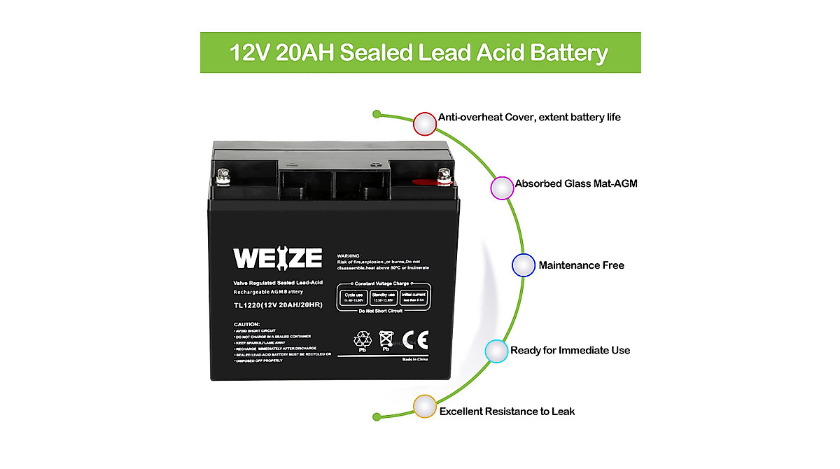 WEIZE 12V 20AH Battery - Reliable Power for Various Uses