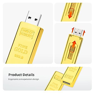64GB USB Flash Drive Gold Bar-Shaped, BorlterClamp Novelty USB Drive Funny Thumb Drive Memory Stick for External Data Storage
