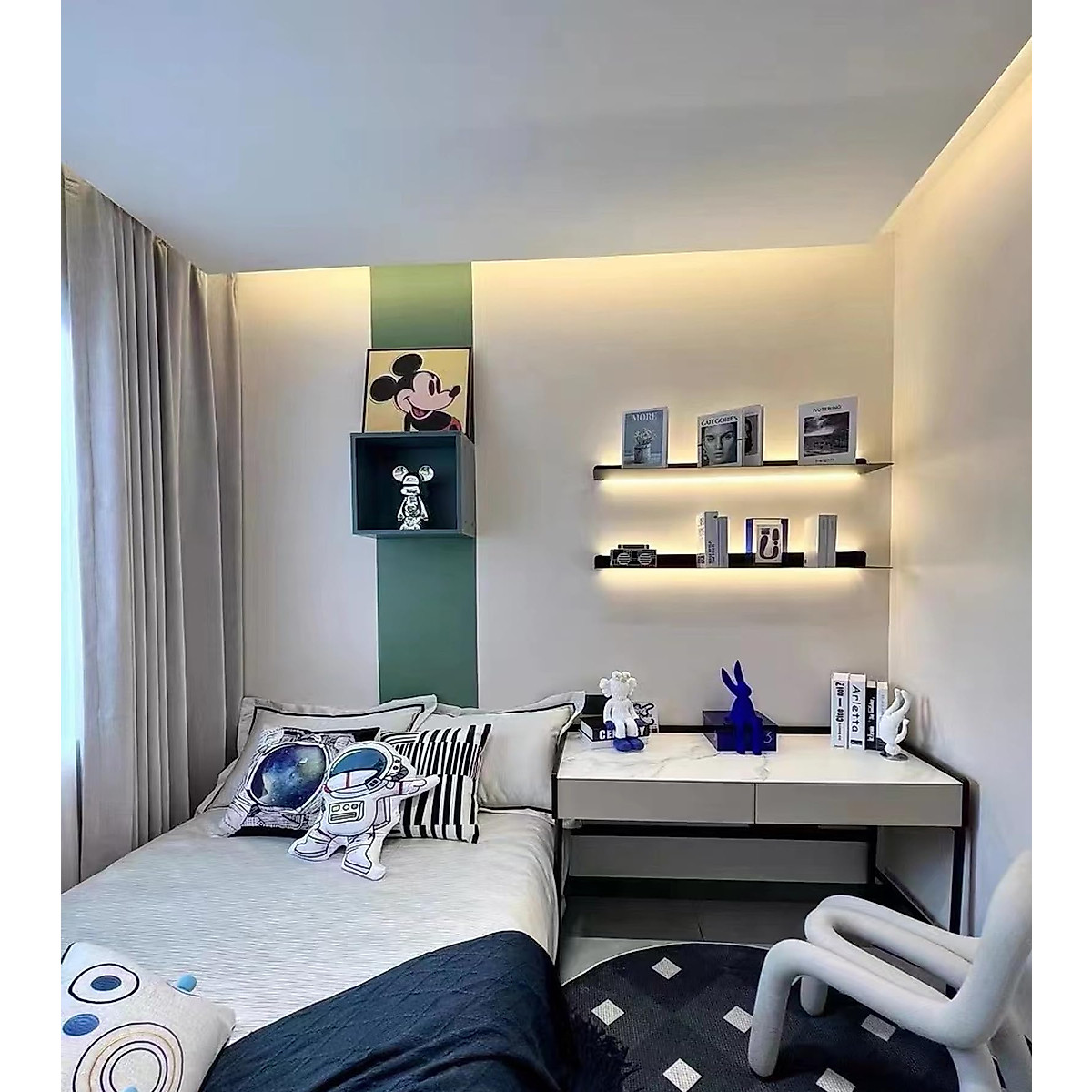 LJYMYSAK Linear Floating Shelf Industrial Heavy Duty Metal Wall Mounted Modern Rustic Farmhouse Designed Shelf Living Room Metal Wall Decor Shelf (8"*16.5" Black)