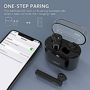 Cshidworld Wireless Earbuds, Bluetooth 5.0 Earbuds Headphones, True Wireless Stereo Earphones with 30Hrs Playback, Hi-Fi Sound Bluetooth Headset with Charging Case One-Step Pairing Noise Cancelling